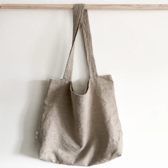 Mombag - Luiertas - Strandtas - Boodschappentas - 100% linnen - beige ...