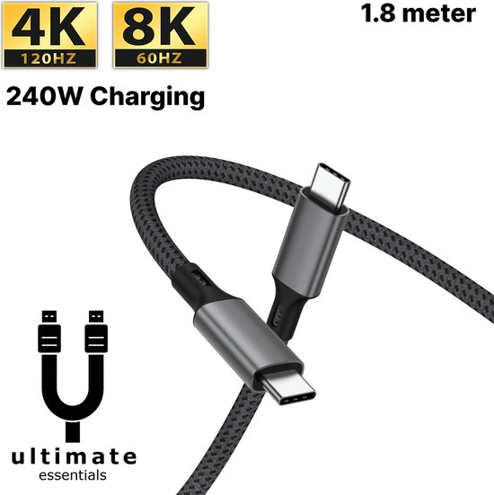 Ultimate Essentials - USB-C - USB 4 gen 3x2 Kabel - 40Gbps - 240W - 8K ...