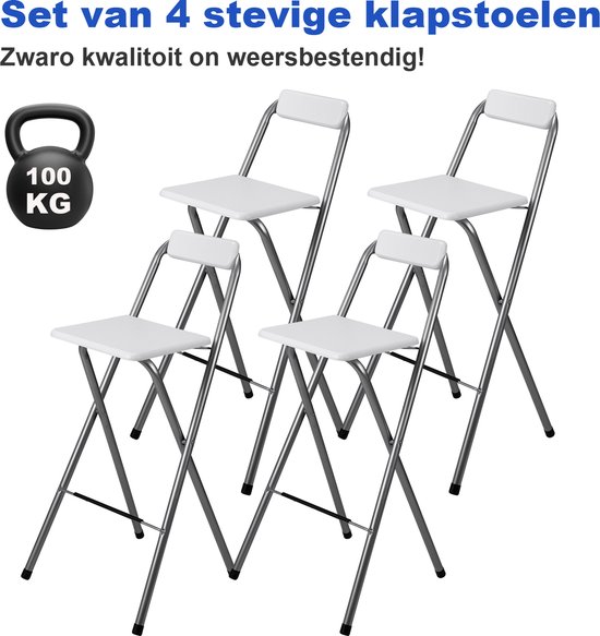 Bardi 4 x Inklapbare Barkruk Voor Statafel Wit – 100 Kg Draagvermogen | bol