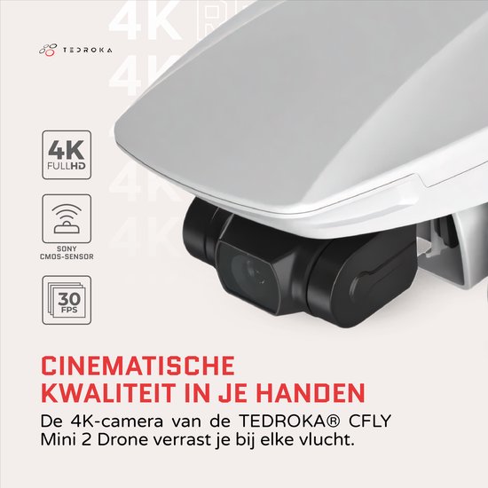 Tedroka® CFLY Mini 2 Drone – 4K UHD Camera, 66 Minuten Vliegtijd, 5000m ...