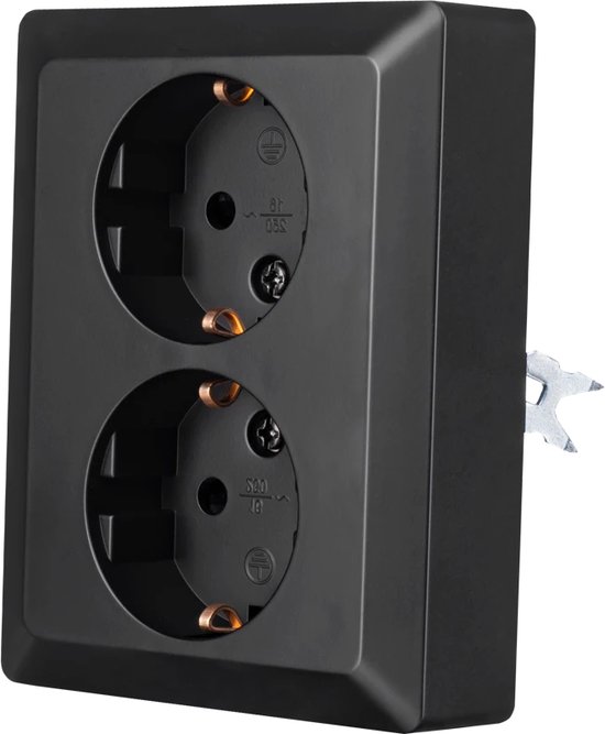 ION industries stopcontact half opbouw 2-voudig met randaarde - mat ...