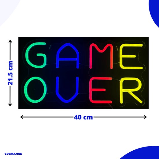 Neon Lamp - Game Over - Dimbaar - Incl. Ophanghaakjes - Neon Sign ...