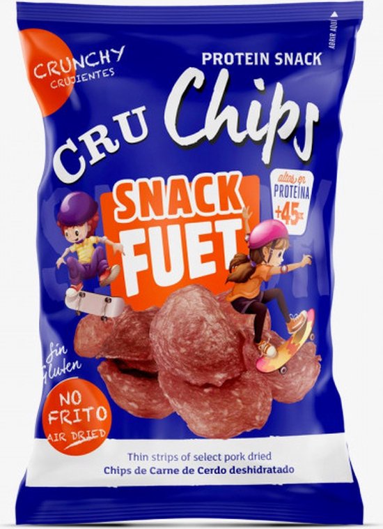 Cruchips Fuet | Meat Chips | Protein Snack | 6 x 25 gram | bol