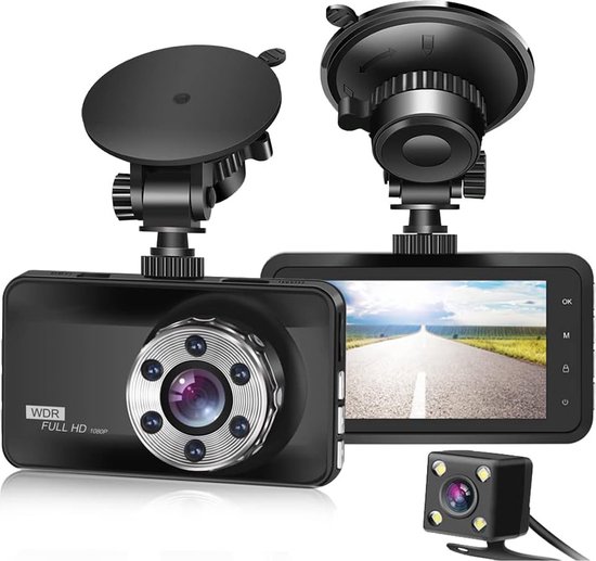 Dual dashcam - dashcam voor auto - voor en achter Camera - Full HD ...