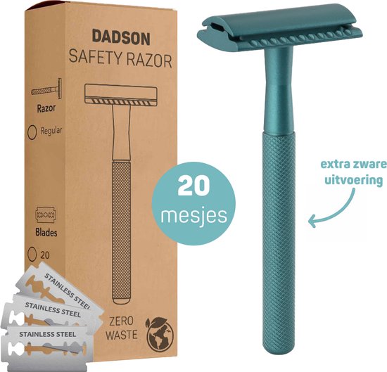Safety Razor Groen + 20 RVS Scheermesjes – Scheermes – Aluminium ...