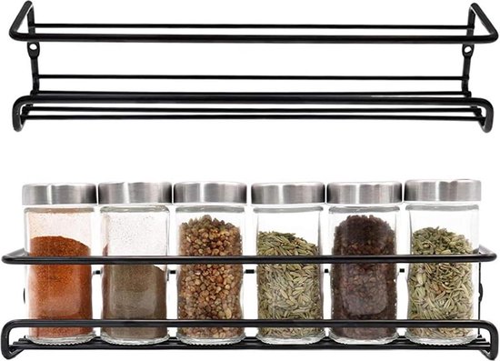 Wall Mounted Spice Rack Organizer Set of 4 - Hanging Condiment Rack for ...