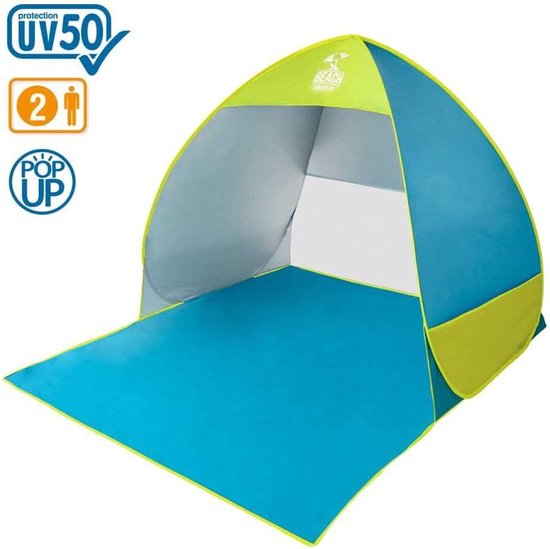 Pop-up strandtent blauw en groen - Aktive 62165 - Strandtent voor op ...