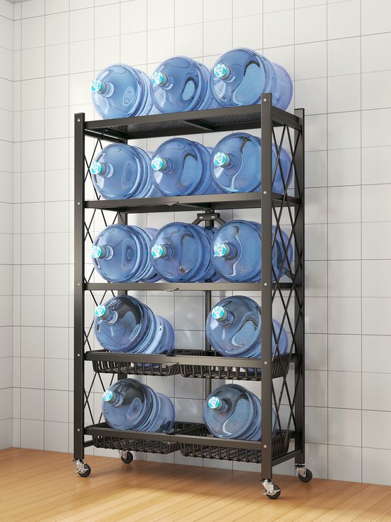 Velox Goods VL‑522 4‑Laags Opbergrek – Inklapbare Planken met Wielen ...