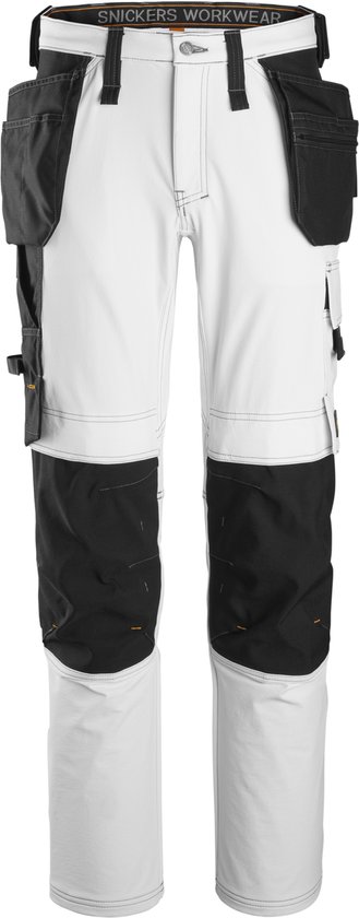Snickers 6271 Full Stretch Werkbroek met Holsterzakken - Wit/zwart ...