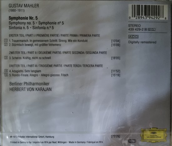 Mahler: Symphony 5, Berliner Philharmoniker, Herbert von Karajan, Herbert Von Karajan... | bol