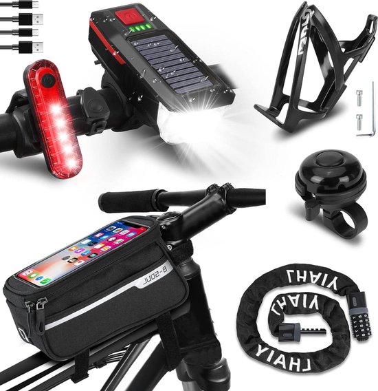 Fiets Frame tas - Fiets licht - Fiets ketting slot - Fiets Bidonhouder ...