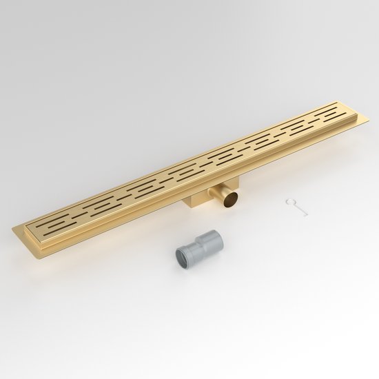 WEBO MAT GOUD Douchegoot compleet met flens Standaard rooster RVS ...