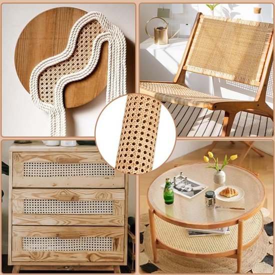Rotan-riemband, 40 x 100 cm, cane webbing rotan rol, natuurlijk rotan ...