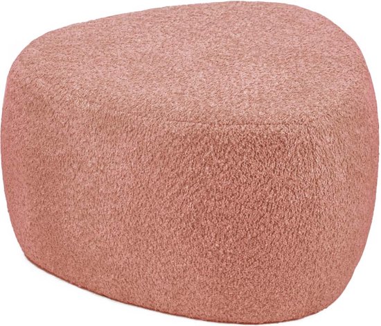 Poef organisch Mae in stof bouclé roze - hocker teddy pink - 60x60x33cm ...