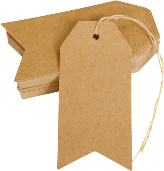 Set van 100 labels naturel - 8x4 cm. - stevig karton - prijslabels ...