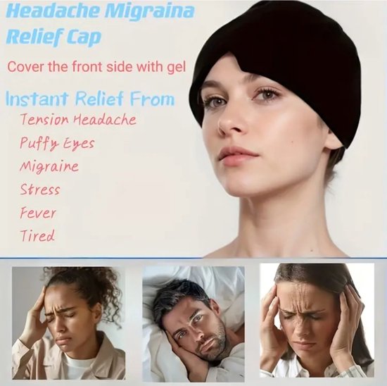 Migraine cap /Hoofdpijn Migraine Relief Cap, flexibele warmte-/koude ...