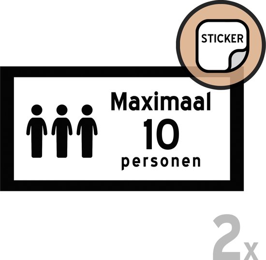 Pictogram/ sticker | "Maximaal 10 personen" | 20 x 10 cm | Winkel ...