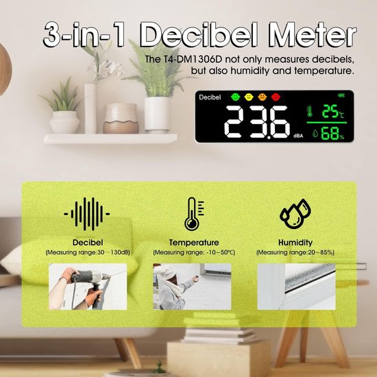 Decibel meter - Digitale geluidsdetector met led-display ...