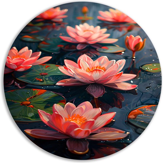 Waterlelies schilderij - Plant wandschalen - Schilderij rond Water - Muurdecoratie... | bol