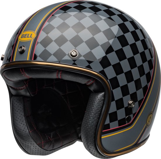 Bell Custom 500 Matte Gloss Black Gold Open Face Helmet XL - Maat XL ...