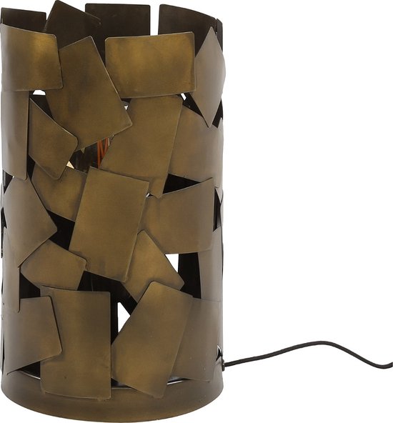 Tafellamp Cylinder - Brons Metaal - 23x23x38cm - Giga Meubel | bol