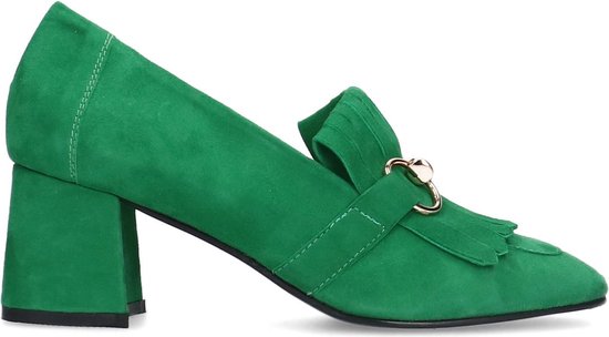 Manfield - Dames - Groene suède loafer pumps - Maat 37 | bol
