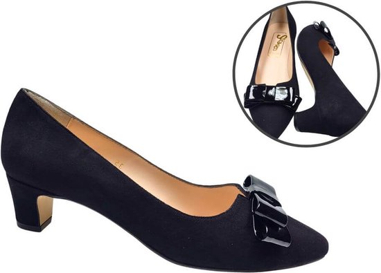 Stravers – Pump met strikje Zwart Suede Maat 44 Dames Grote Maten Pumps ...