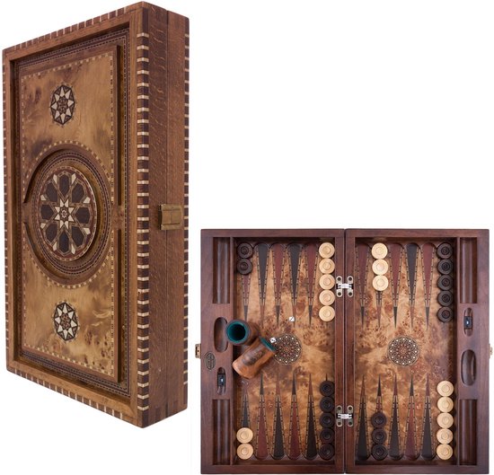 Backgammon - Tavla - Handgemaakt - Hout - Luxe uitgave - Inclusief tas ...