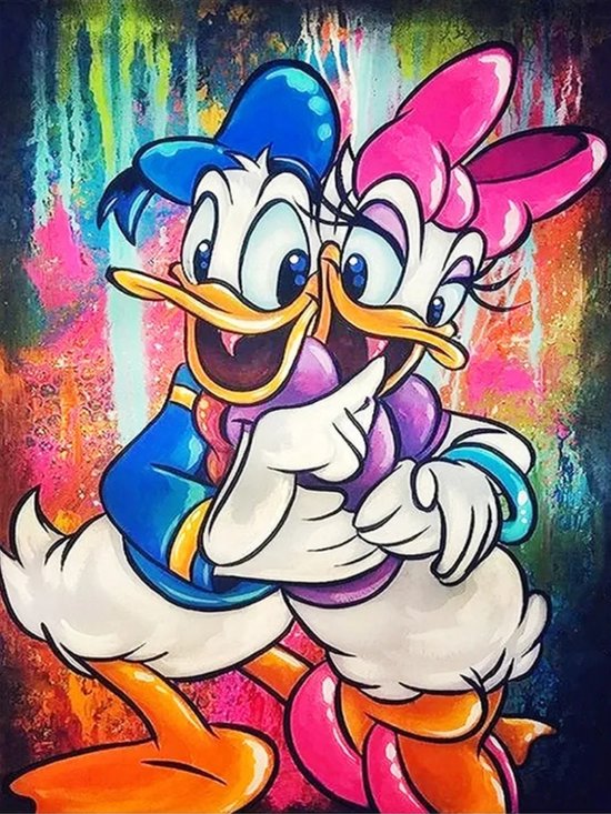 Diamond painting Donald en Katrien Duck 50x70 vierkante steentjes | bol