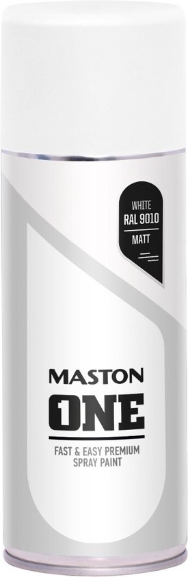 Maston ONE - spuitverf - mat - wit (RAL 9010) - 400 ml - spuitbus verf ...