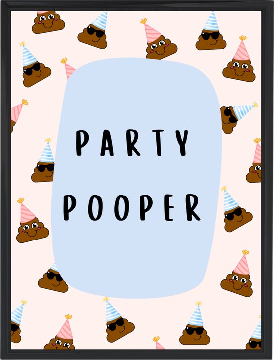 Ingelijst poster WC / toilet | Party pooper | Grappig | A4 formaat | Wc ...