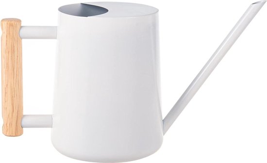 Witte gieter 1 liter - RVS indoor gieter met lange uitloop en houten ...