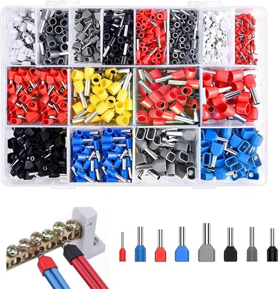1200pcs Cord-End Ferrules Assortment Set 0.5 - 16mm² Double Cord-End ...