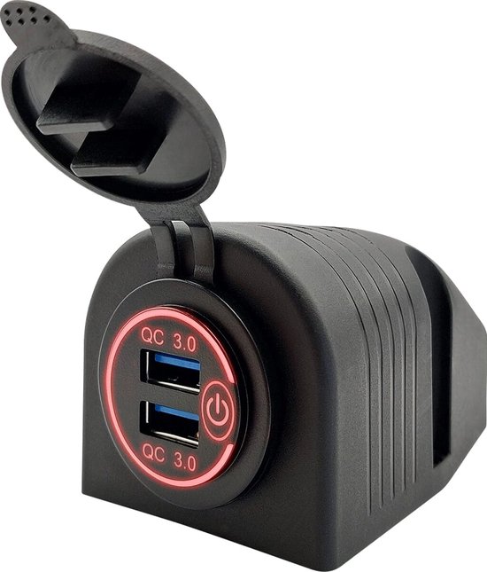 ProRide 12V USB Stopcontact 2 Poorten Opbouw met Schakelaar - QC3.0 ...