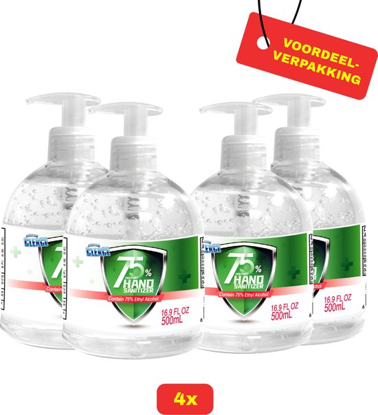 4 x Cleace 75% Hand Sanitizer 500ml - Voordeelverpakking | bol
