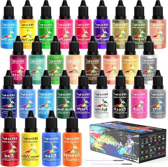 30 kleuren airbrush verfset - acrylverf voor hout modellen auto's, 2 ...