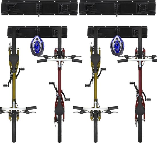 Fiets Opslag Muur Mount Rack voor 4 Fietsen - Helm en Tool Opslag ...