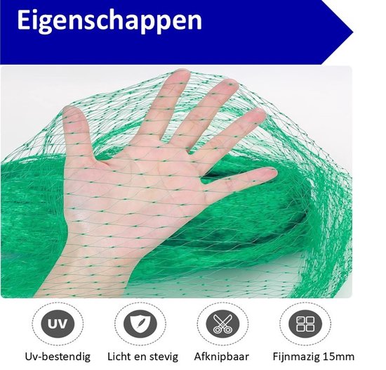 V&F® vogelnet - 10x4m - Groen - Vogelgaas - Vogelnet Groen - Vogel Net ...