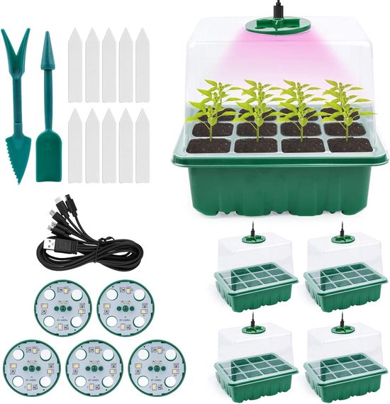 Green Harmony Mini-broeikas - 5 kweekbakken - licht kweekschaal - hoog ...