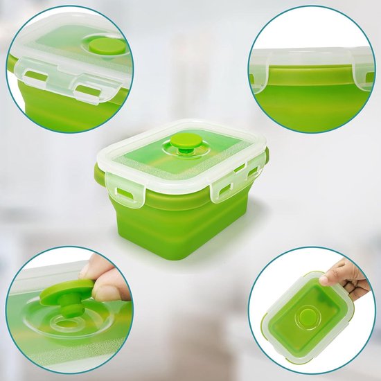 Collapsible Silicone Food Storage Containers - 6 Pack 350ml with Lids - Stackable Meal... | bol