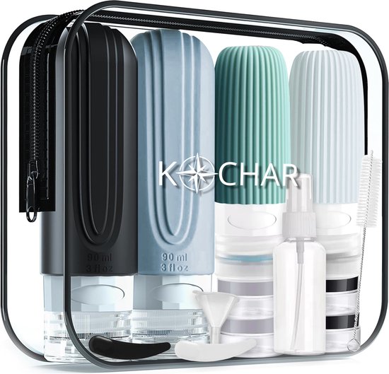 Kochar Reisflesjes met etui - Reisflesjes handbagage - 15 delig ...
