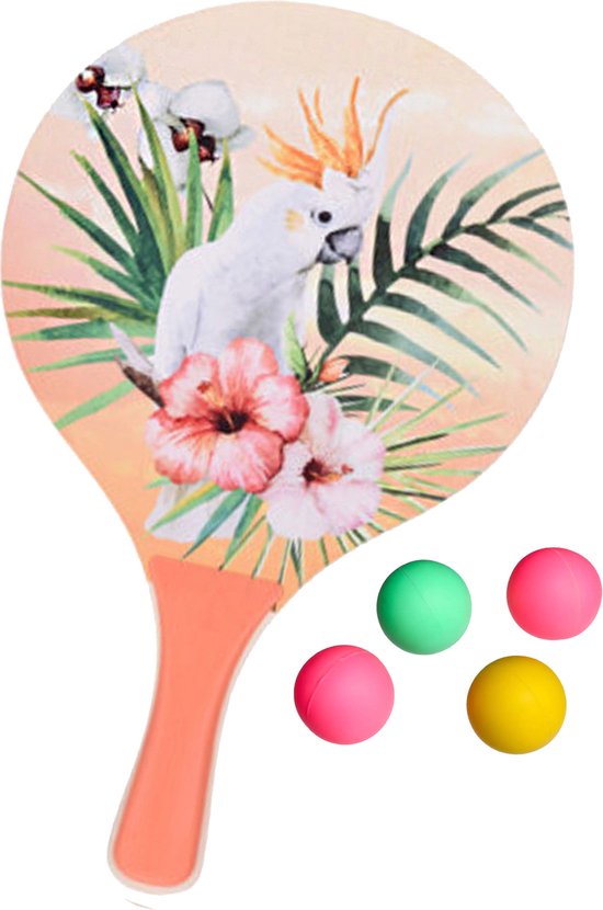 Summertime Beachball set - hout - oranje - strand sport speelset - met ...