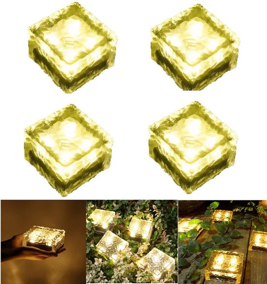 Solar Grondspot(4 stuks Maat L ) met 4 Led spotjes- Solar Ice Cube ...