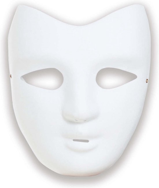 Fiestas Guirca Grimeer masker - 8x - wit - kunststof - met elastiekje ...
