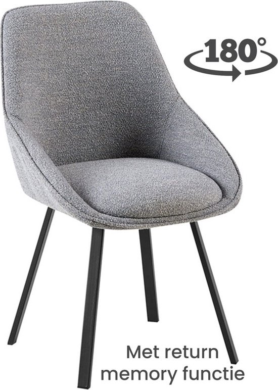 2x Eetkamerstoelen - Set van 2 - Stoelen - Dean - Draaibaar - Boucle ...