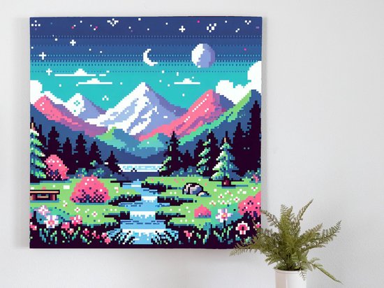 Pixel art landschap schilderij | The Digital Landscape: A Pixelated ...
