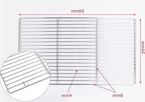 Grillrooster van roestvrij staal 54 cm x 34 cm met Handgrepen - Voor ...