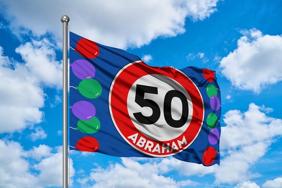 BFP Abraham 50 Jaar Verjaardag Vlag - Blauwe versiering - 225x150cm | bol