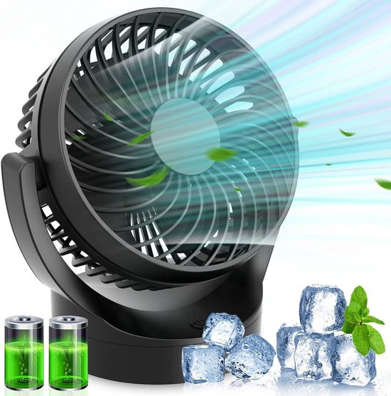 USB-ventilator 3000 mAh draagbaar 5 snelheden oplaadbaar 4-10 uur stil ...