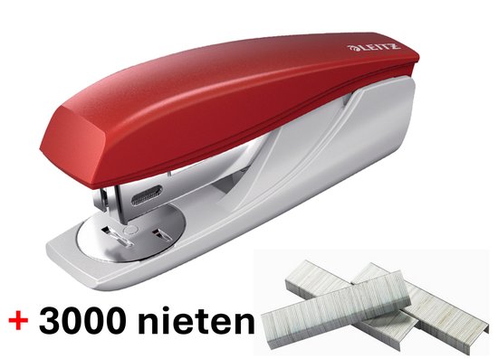 Leitz nietmachine NeXXT rood - 25 vel - 3.000 nietjes - voordeelset | bol